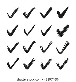 Handwritten Checkmark Tick Mark Collection Set Stock Illustration ...