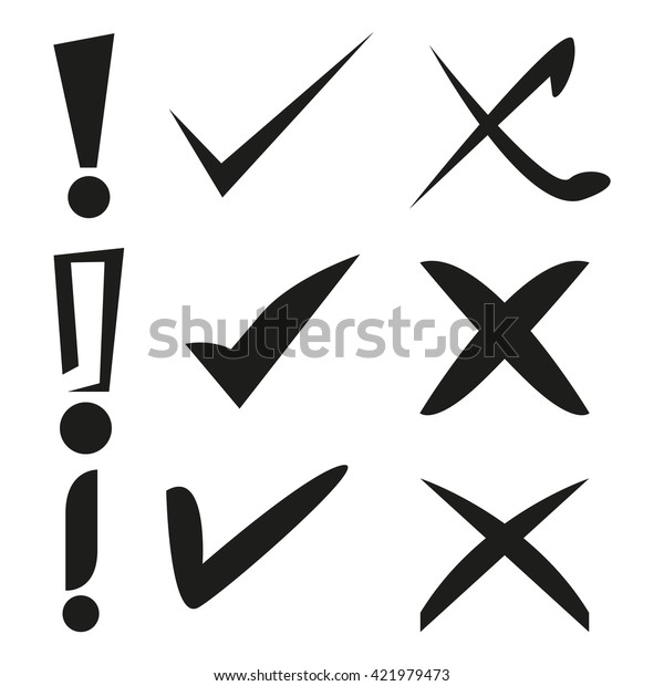 Check Mark Check Symbol Exclamation Mark 스톡 벡터(로열티 프리) 421979473 ...