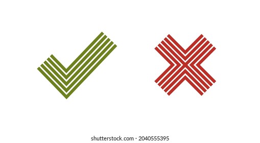 Check Mark Tick Cross Vector Linear Stock Vector (Royalty Free ...