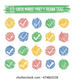 Check Marks Hand Drawn Sketch Highlighter Stock Vector (Royalty Free ...