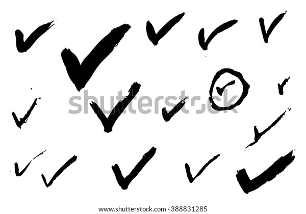 Check Marks Hand Painted Marks Stock Vector (Royalty Free) 388831285