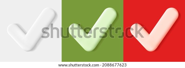 Check Tick 3d Icon White Red Stock Vector (Royalty Free) 2088677623 ...