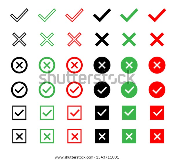 Check Wrong Icons Set Check Marks Stock Vector (Royalty Free ...