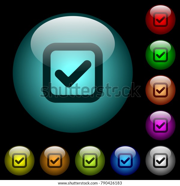 Checkbox Icons Color Illuminated Spherical Glass Stock Vector (Royalty ...