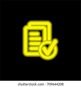 Checked Files Yellow Glowing Neon Ui Stock Vector (Royalty Free ...
