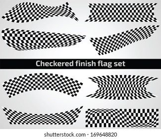 Checkered Finish Flag Set On White Stock Vector (Royalty Free ...