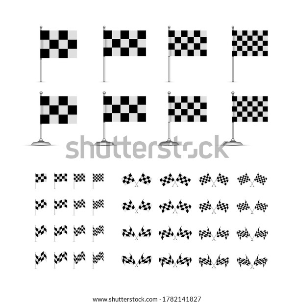 Checkered Racing Flag Vector Set Illustration Stock Vector (Royalty ...