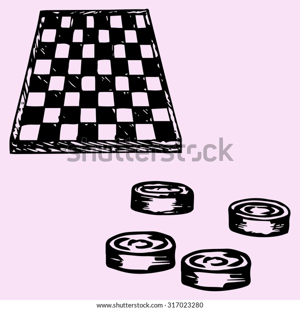 Checkers Checkers Board Doodle Style Sketch Stock Vector (Royalty Free ...