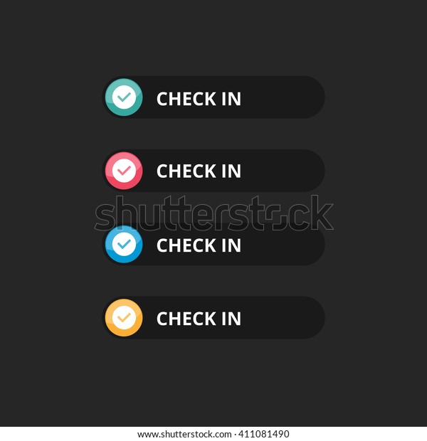Checkin Text Button Icon Stock Vector (Royalty Free) 411081490 ...