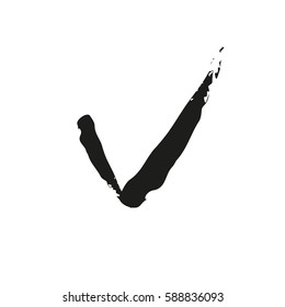 Vektor Stok Checklist Brushed Check Mark Ink Drawing (Tanpa Royalti ...