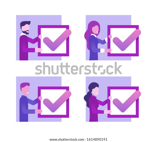 Checklist Check Mark People Four Different Stock Vector (Royalty Free ...
