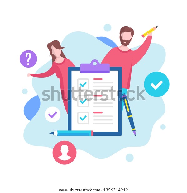 Checklist Concept Vector Illustration Survey Filling Stock Vector ...