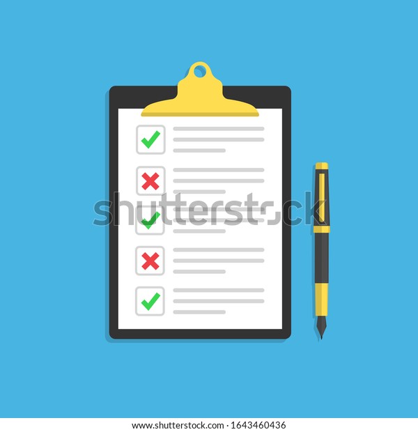 Checklist Document Green Checkmarks Red Crosses Stock Vector (Royalty ...