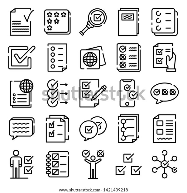 Checklist Icons Set Outline Set Checklist Stock Vector (Royalty Free ...