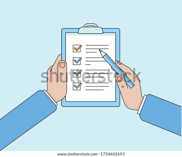 Checklist Illustration Set Pencil Checkbox Report Stock Vector (Royalty ...