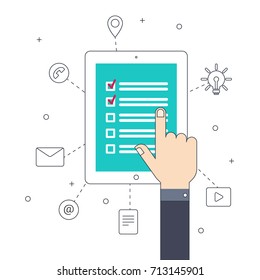 Checklist On Finger Touch Screen Background Stock Vector (Royalty Free ...