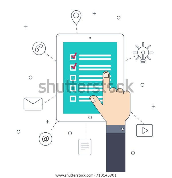 Checklist On Finger Touch Screen Background Stock Vector (Royalty Free ...