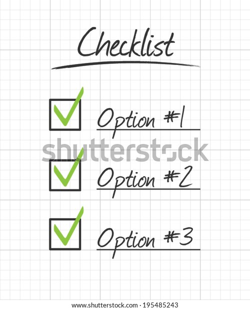 Checklist on ruled school paper grid with hand drawn syle. Easily ...