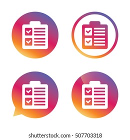 Checklist Sign Icon Control List Symbol Stock Vector (Royalty Free ...