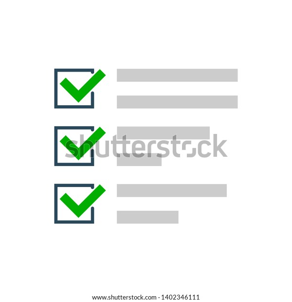 Checklist Symbol Green Color Checkmarks Isolated: vector de stock ...