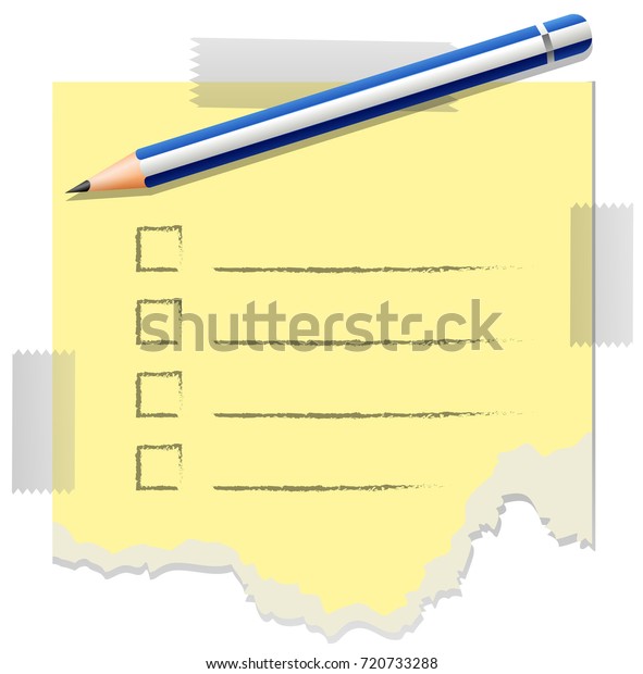 Checklist Template One Pencil On Illustration Stock Vector (Royalty ...