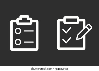 Checklist Vector Icon White Illustration Isolated Stock Vector (Royalty ...