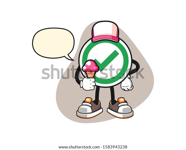 Checkmark Correct Sign Hold Ice Cream Stock Vector (Royalty Free ...