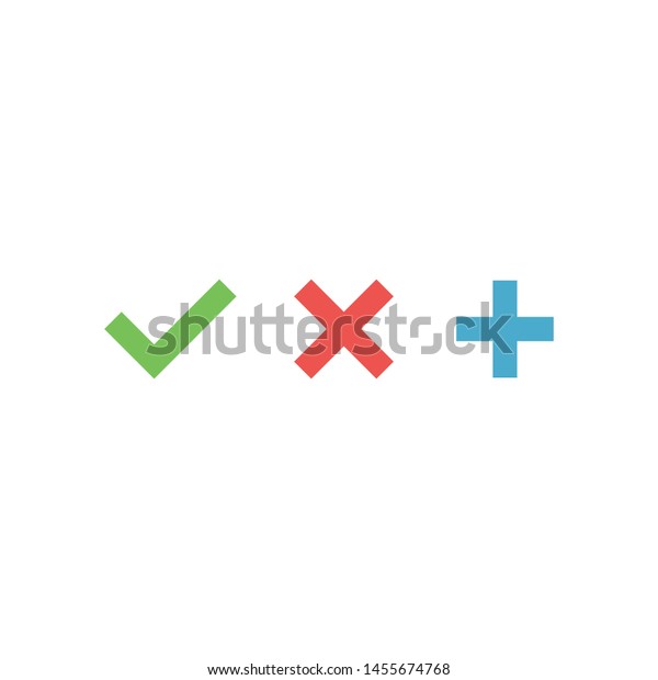 Checkmark Icons Tick X Cross Plus Stock Vector (Royalty Free ...