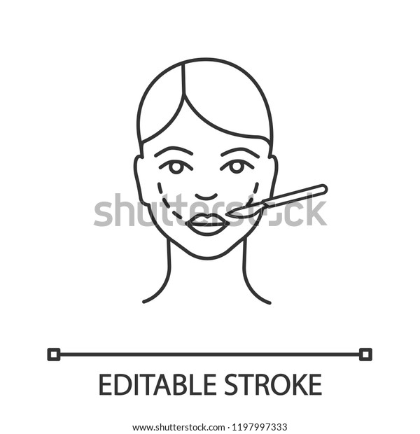 Cheek Lift Surgery Linear Icon Cheek: vector de stock (libre de ...