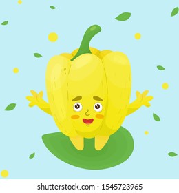 Cheerful Bell Pepper Cute Character Kawaii Stock Vector (Royalty Free ...