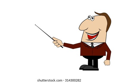 Vektor Stok Scientist Blackboard Pointer Vector Illustration Cartoon ...