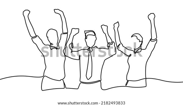 Cheerful Crowd Cheering Illustration Hands Group Stock Vector (Royalty ...