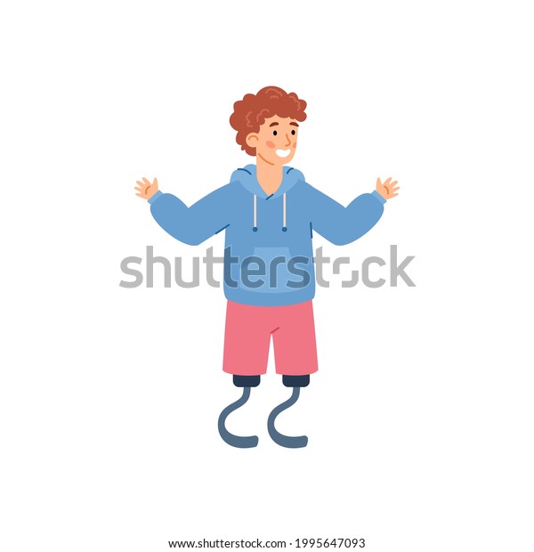 Cheerful Disabled Boy Prosthetic Limb Cartoon Stock Vector (Royalty ...