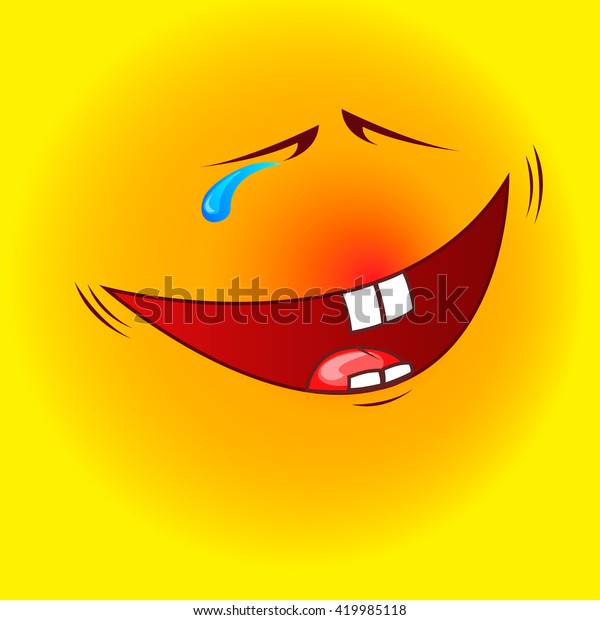 Cheerful Face Laughing Tears Big Smile Stock Vector (Royalty Free ...