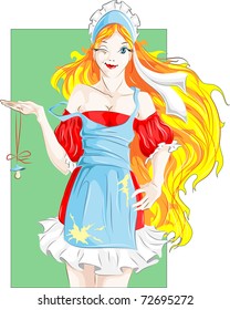 Cute Cartoon Girl Wearing Green Princess Stock Vector (Royalty Free ...