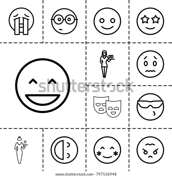 Cheerful Icons Set 13 Editable Outline Stock Vector (Royalty Free ...