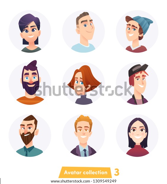 Cheerful People Avatar Collection User Faces Stock Vector (Royalty Free ...