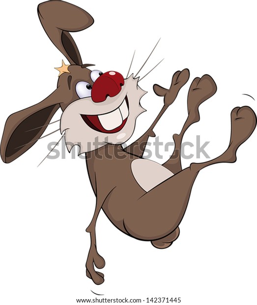Cheerful Rabbit Cartoon: vector de stock (libre de regalías) 142371445 ...