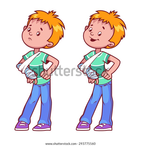 Cheerful Sad Boy Broken Arm Cast Stock Vector (Royalty Free) 293775560 ...
