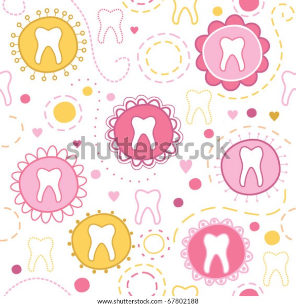 Cheerful Seamless Texture Cartoon Teeth Stock Vector (Royalty Free ...