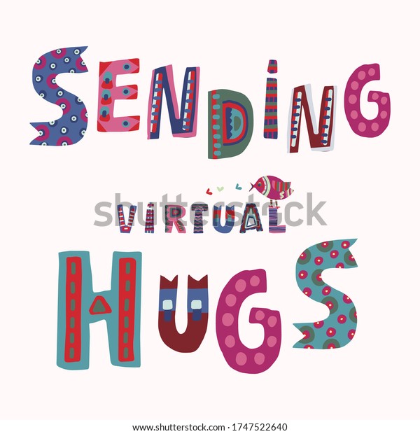 Cheerful Warm Virtual Hugs Greeting Card Stock Vector (Royalty Free ...