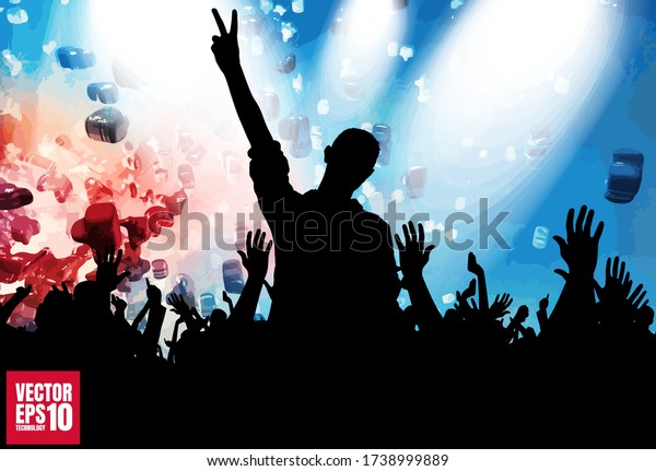 Cheering Crowd Concert Vector Illustration Stock Vector (Royalty Free ...