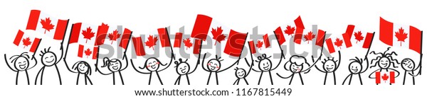 Cheering Crowd Happy Stick Figures Canadian Stock Vector (Royalty Free ...