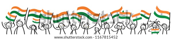 Cheering Crowd Happy Stick Figures Indian Stock Vector (Royalty Free ...