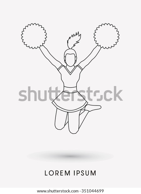 Cheerleader Jumping Outline Graphic Vector Stock Vector (Royalty Free ...