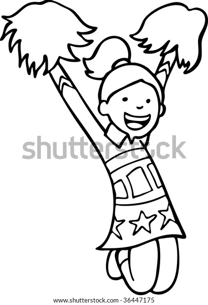 Cheerleader Line Art Stock Vector (Royalty Free) 36447175 | Shutterstock