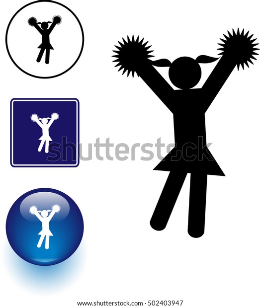 Cheerleader Symbol Sign Button Stock Vector (Royalty Free) 502403947 ...