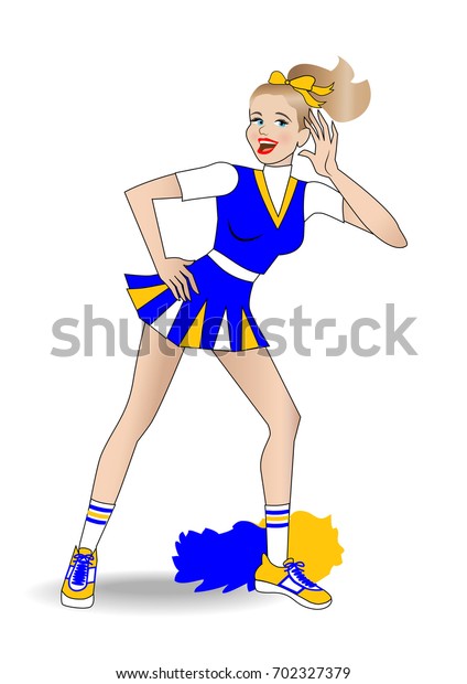 Cheerleader Yelling Cheer While Encouraging Crowd Stock Vector (Royalty ...