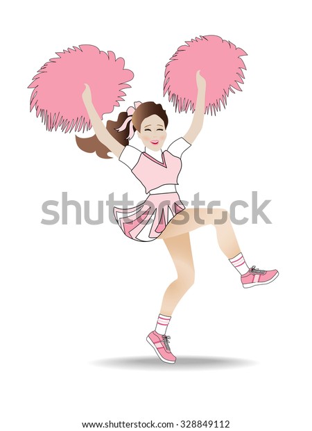 Cheerleader Yelling Cheer While Jumping Shaking Stock Vector (Royalty ...