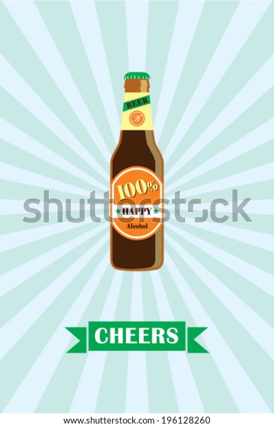 Cheers Beer Bottle Poster Illustration Stock Vector (Royalty Free ...